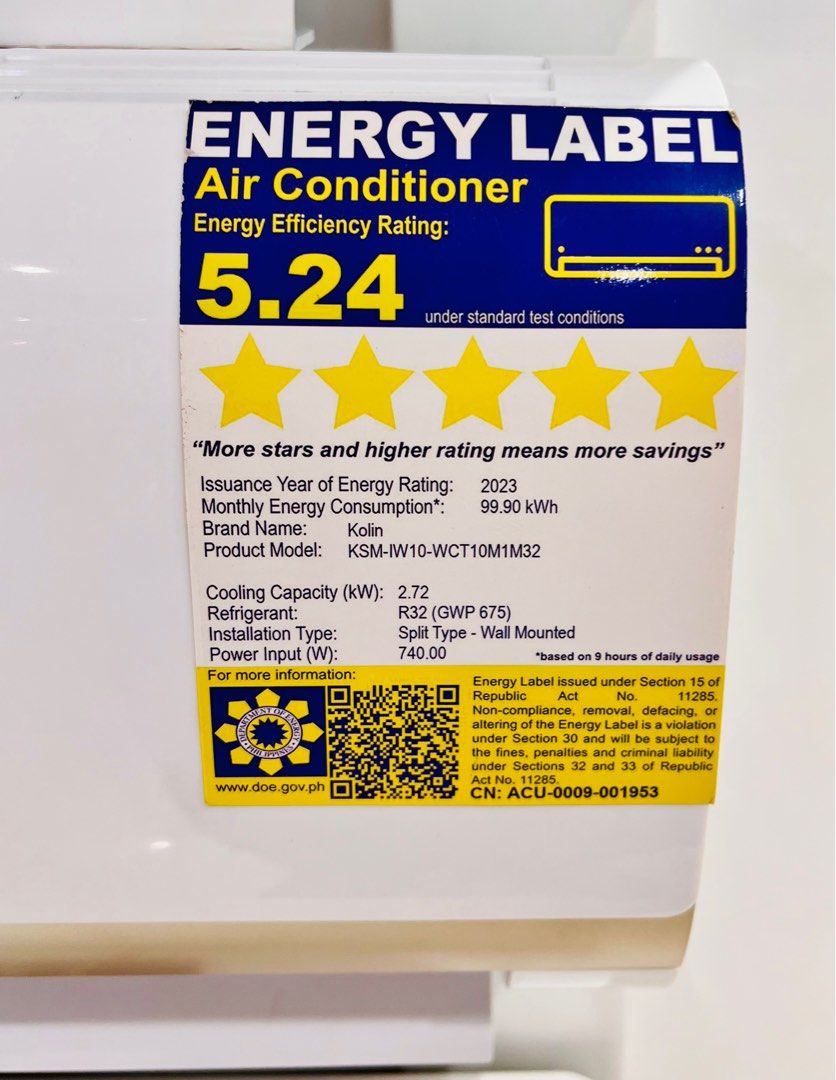 Brand New Kolin CERTUS Series Split-Type Inverter Aircon (1.0hp to 2 ...