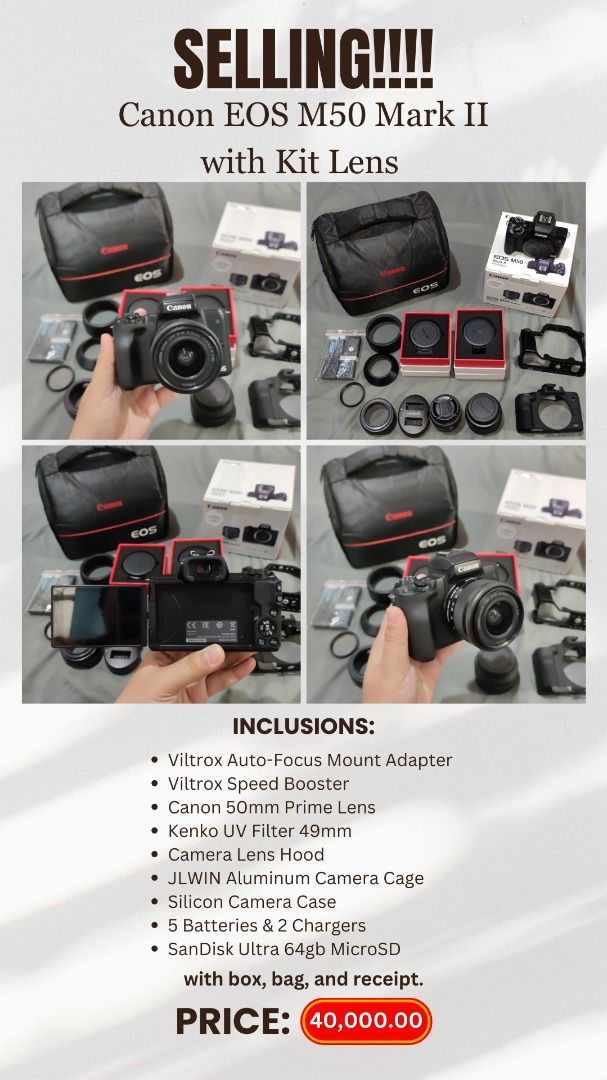 CANON EOS M50 MARK II KIT LENS PRIME LENS, Photography, Cameras on ...