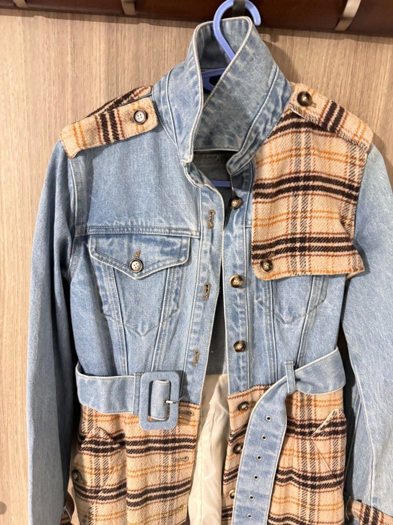 Checked Denim jacket, Women's Fashion, Coats, Jackets and Outerwear on ...