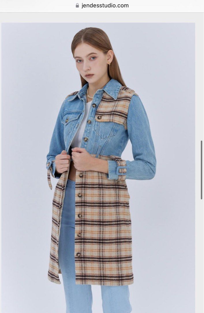 Checked Denim jacket, Women's Fashion, Coats, Jackets and Outerwear on ...