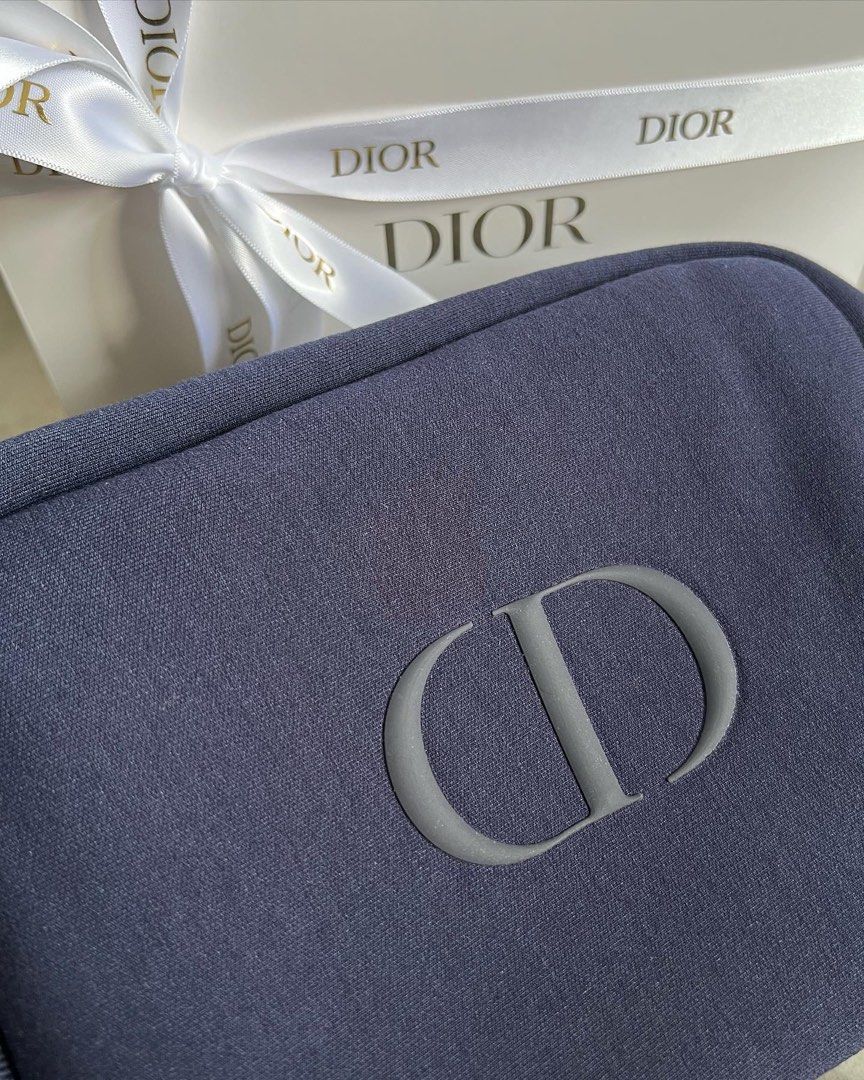 Christian dior beaute large pouch 10” inches with white box and ribbon ...