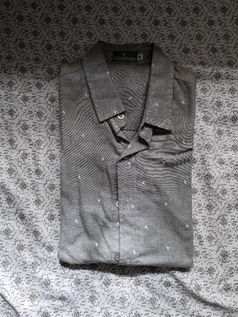 Coco Republic Grey and Green Short Sleeve Polo, Men's Fashion, Tops ...