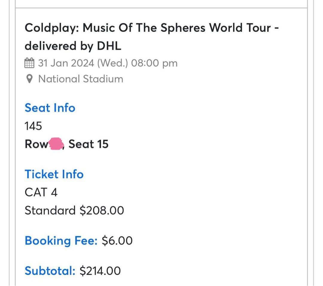 Coldplay Cat 4 Tickets, Tickets & Vouchers, Event Tickets on Carousell