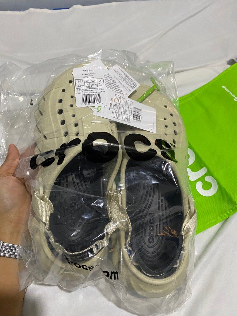 Crocs Echo Clog (Bone Black), Men's Fashion, Footwear, Slippers ...