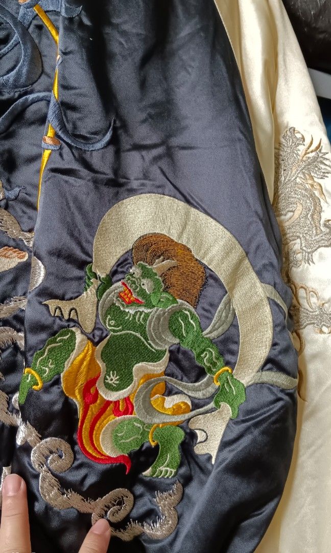 Fujin &Raijin >sukajan souvenir embroidery bomber jacket., Men's ...