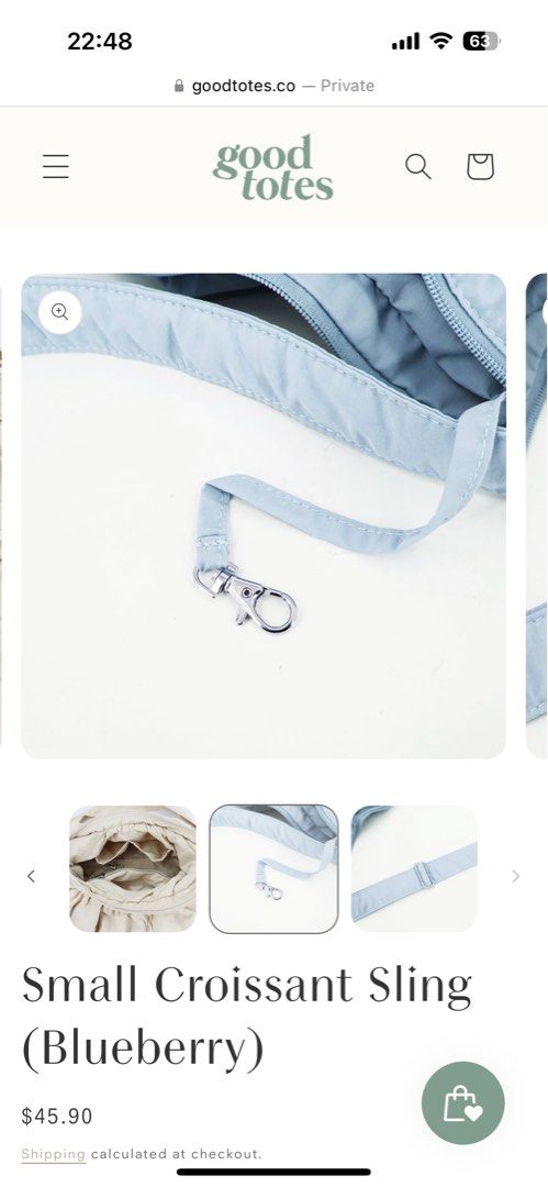 good totes Small Croissant Sling (Blueberry) goodtotes, Women's Fashion ...