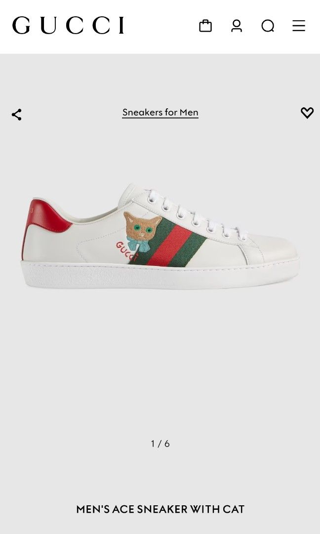 Gucci Ace Cat Sneakers, Luxury, Sneakers & Footwear on Carousell