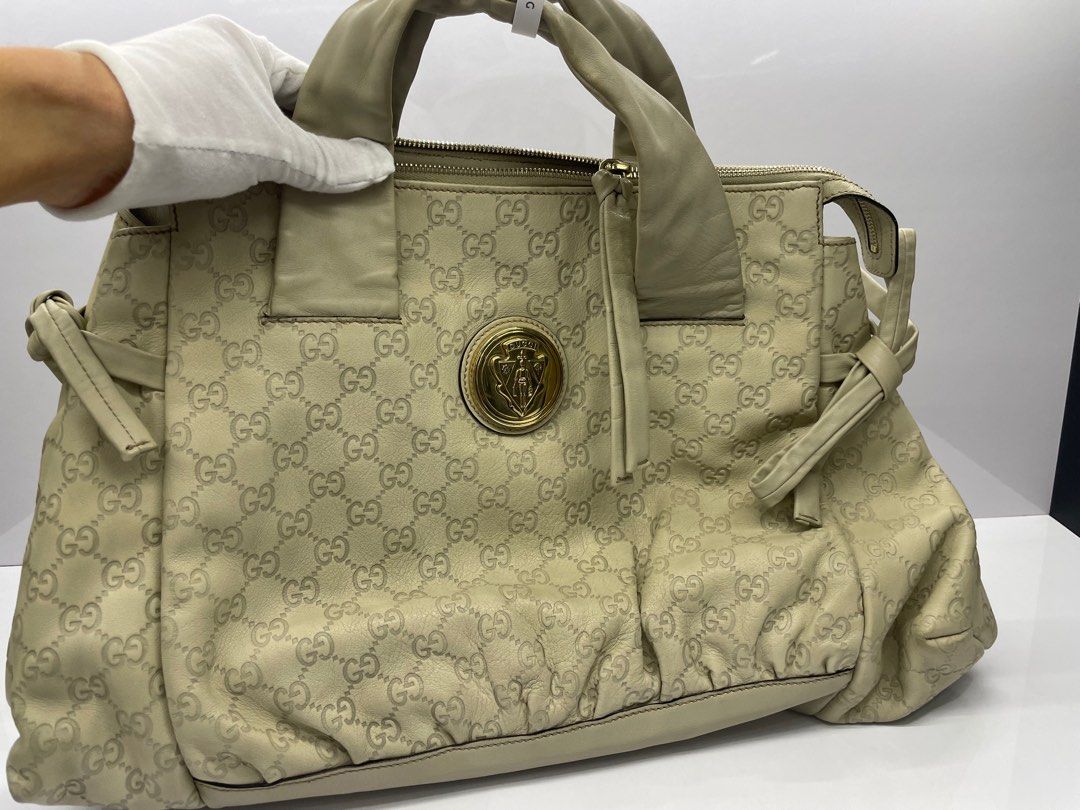 Gucci Monogram Shoulder Bag Beige, Luxury, Bags & Wallets on Carousell