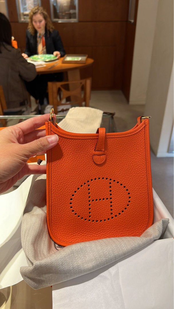 Hermes mini Evelyn orange ghw, Luxury, Bags & Wallets on Carousell