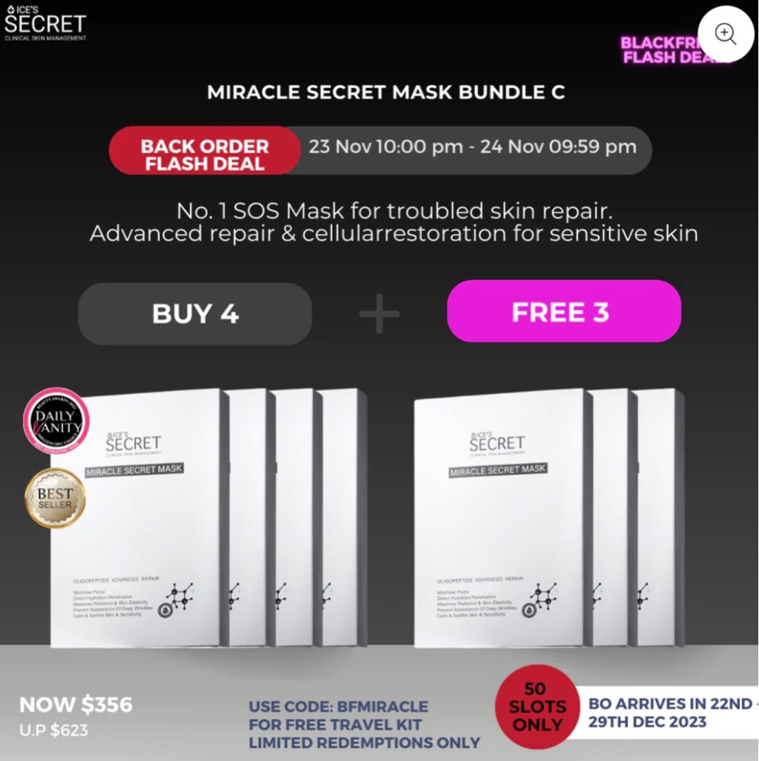 Ice Secret Miracle Secret Mask, Beauty & Personal Care, Face, Face Care ...