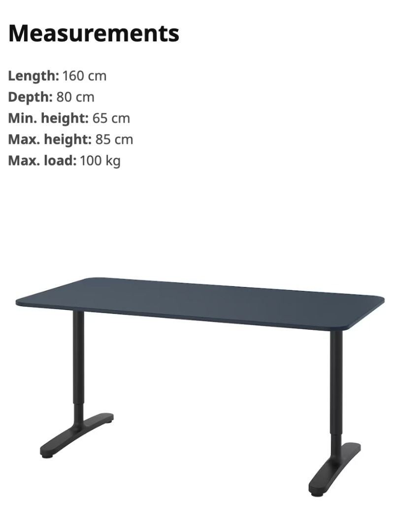 IKEA Bekant study table (linoleum blue), Furniture & Home Living ...