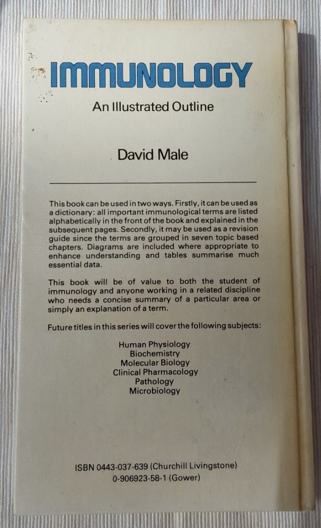 Immunology: An Illustrated outline by David Male, 1986, (English/buku ...