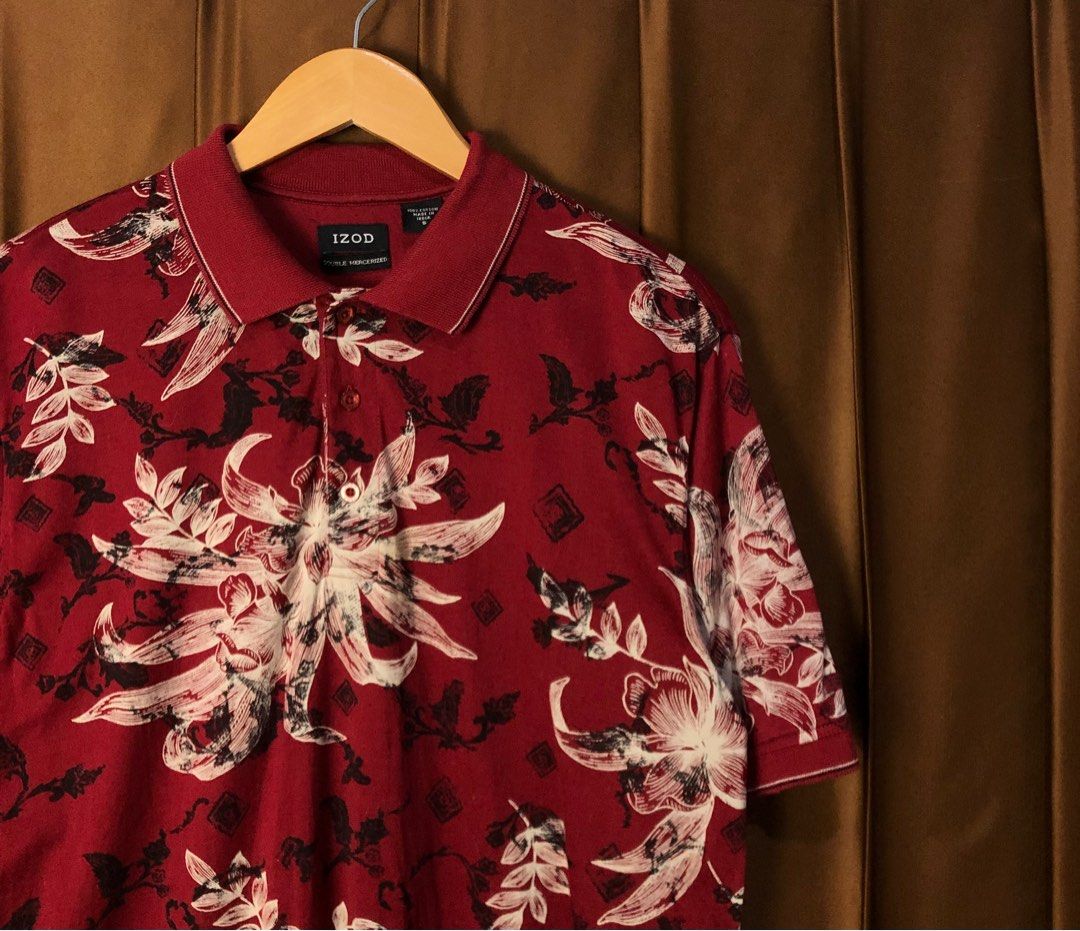 Izod Double Mercerized Floral Polo Shirt, Men's Fashion, Tops & Sets ...