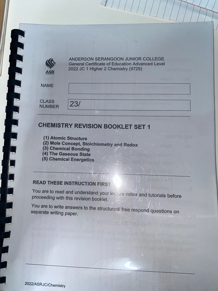 JC H2 Chemistry Revision Booklet, Hobbies & Toys, Books & Magazines ...
