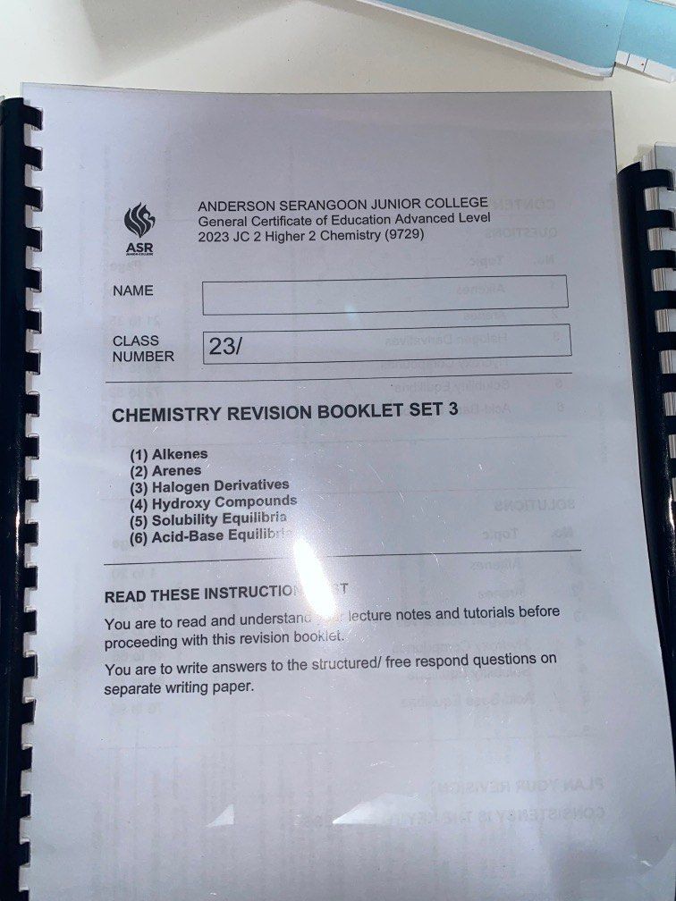JC H2 Chemistry Revision Booklet, Hobbies & Toys, Books & Magazines ...