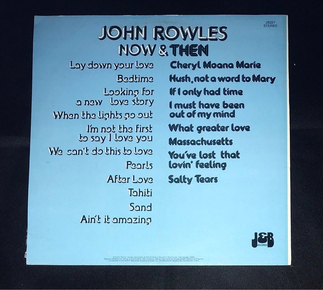 JOHN ROWLES - NOW & THEN LP RECORDS , Hobbies & Toys, Music & Media ...