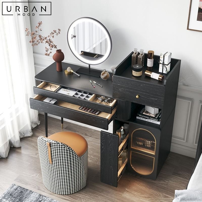 KASU Japandi Solid Wood Vanity Table Set, Furniture & Home Living ...