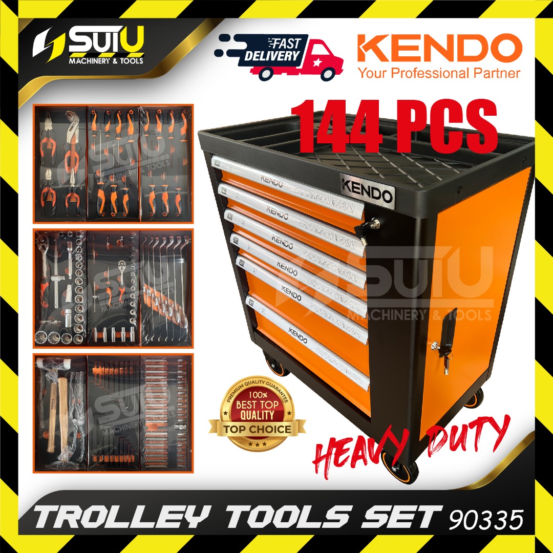 KENDO 90335 144PCS 6 Drawers Trolley Tool Set / Set Alat Troli ...