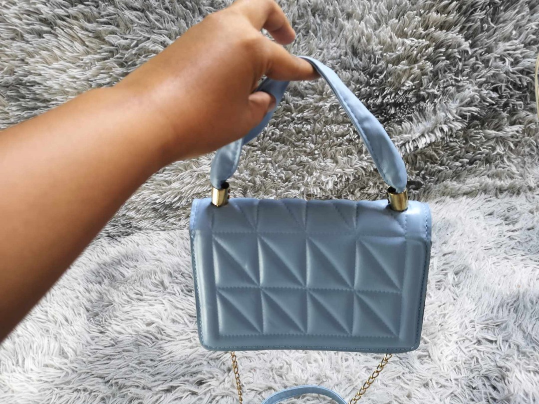 Light Blue Leather Mini Bag, Women's Fashion, Bags & Wallets, Shoulder ...