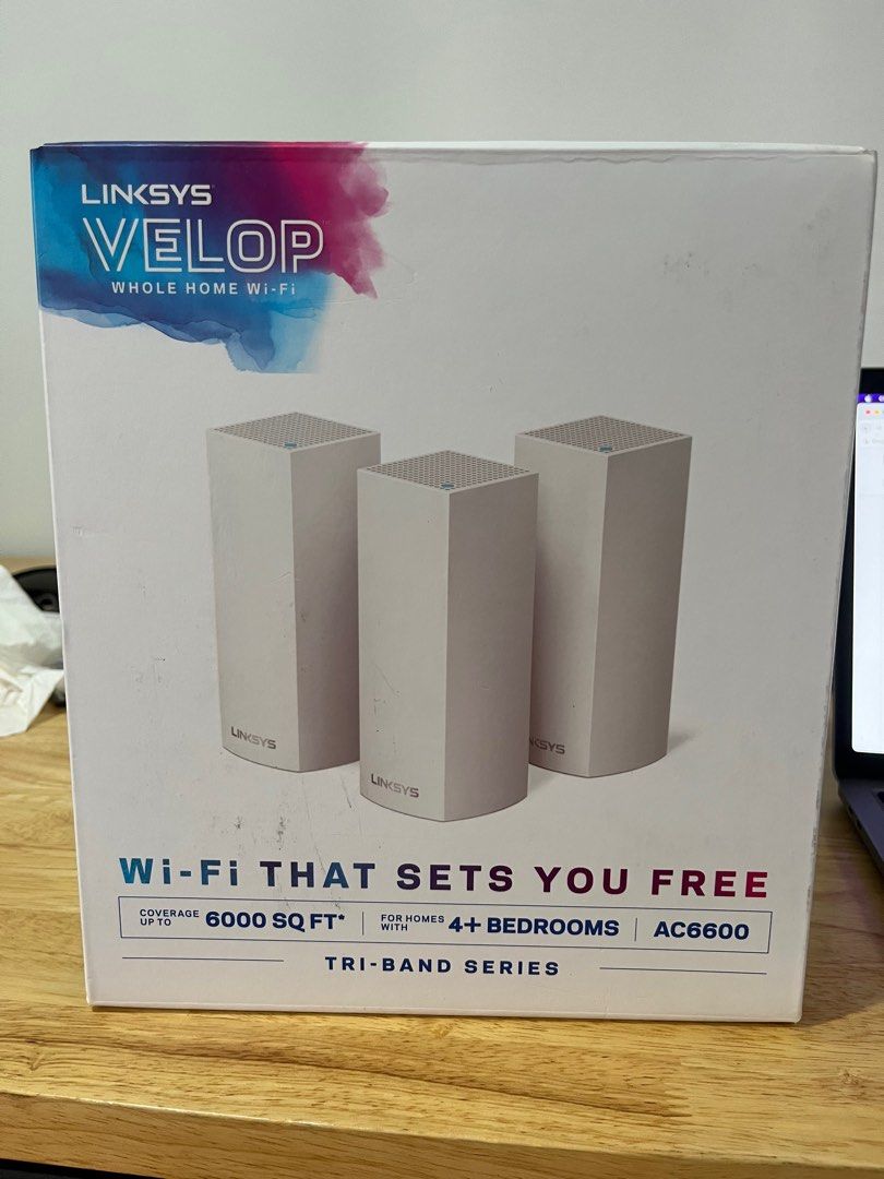 LINKSYS Velop Tri-band AC6600 Whole Home WiFi Mesh System, Pack of 3, WHW0303-AH, White ...