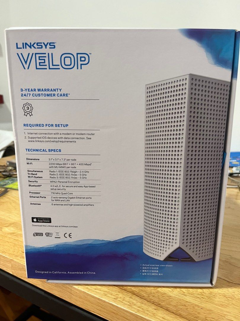 LINKSYS Velop Tri-band AC6600 Whole Home WiFi Mesh System, Pack of 3, WHW0303-AH, White ...