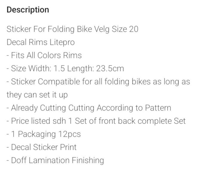 Litepro rim decal for folding bike, Sports Equipment, Bicycles & Parts ...
