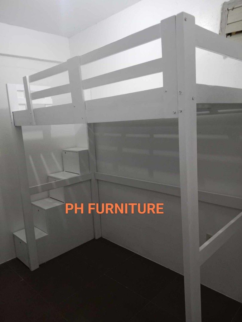 LOFT BED WITH STEP DRAWER, Furniture & Home Living, Furniture, Bed ...