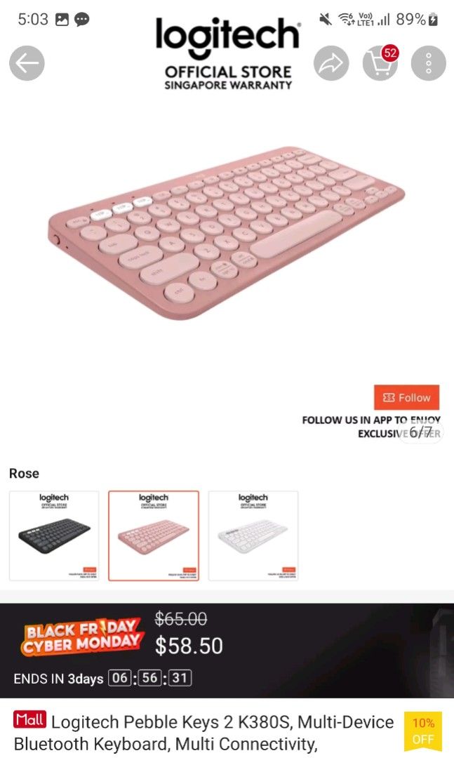 Logitech K380 pink pebbles 2 keyboard bnib, Computers & Tech, Parts ...