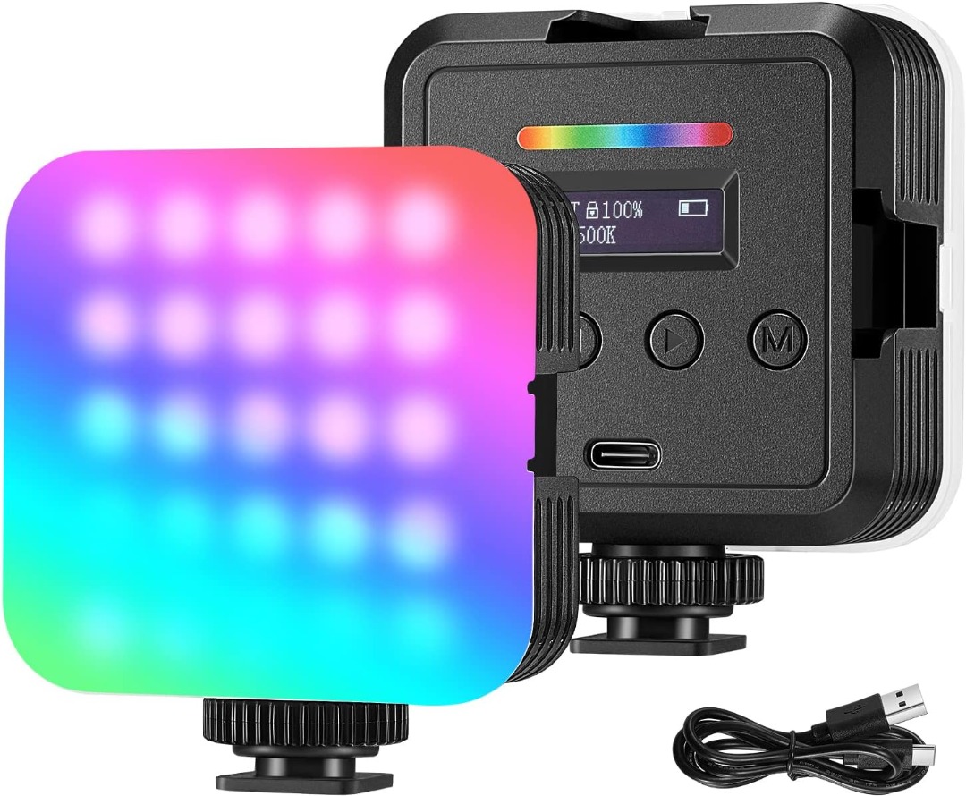 Magnetic RGB Video Light, 360° Full Color RGB61 LED Camera Light with 3 ...