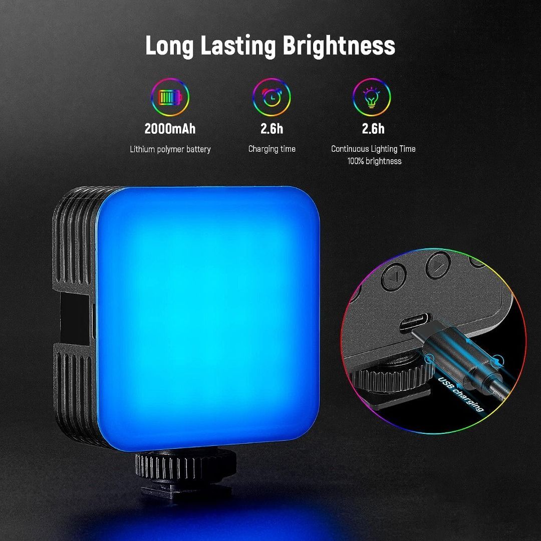 Magnetic RGB Video Light, 360° Full Color RGB61 LED Camera Light with 3 ...