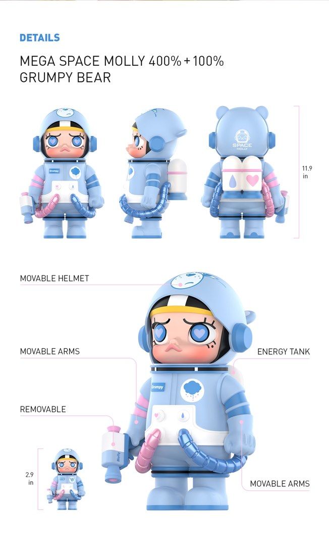 MEGA SPACE MOLLY 400%+100% Grumpy Bear POP MART, Hobbies & Toys, Toys ...
