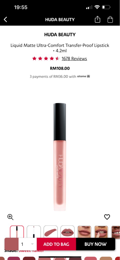 MINI HUDA BEAUTY LIPSTICK IN CODE SWEET TALKER, Beauty & Personal Care, Face, Makeup on Carousell