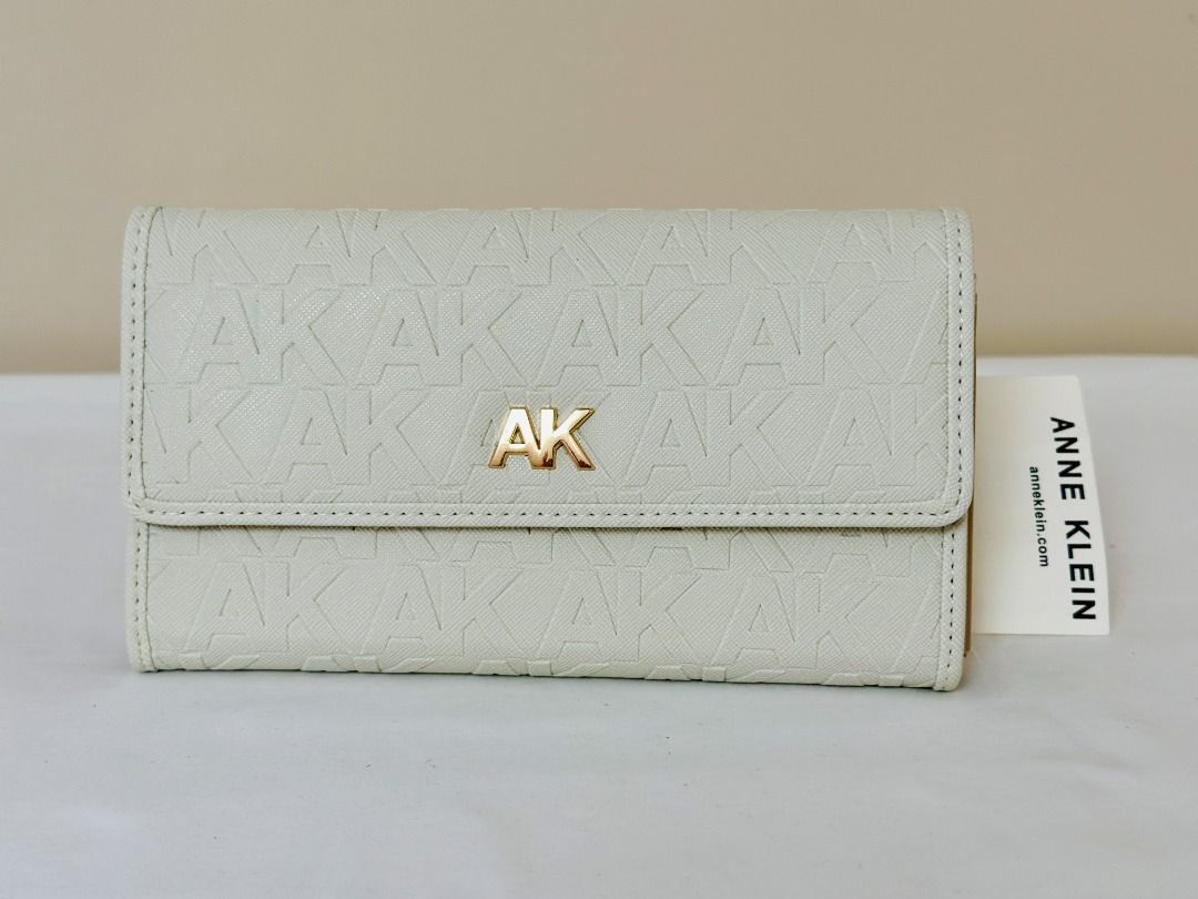NEW! ANNE KLEIN AK GOLD-TONE SIGNATURE LOGO CONTINENTAL WALLET $48 in ...