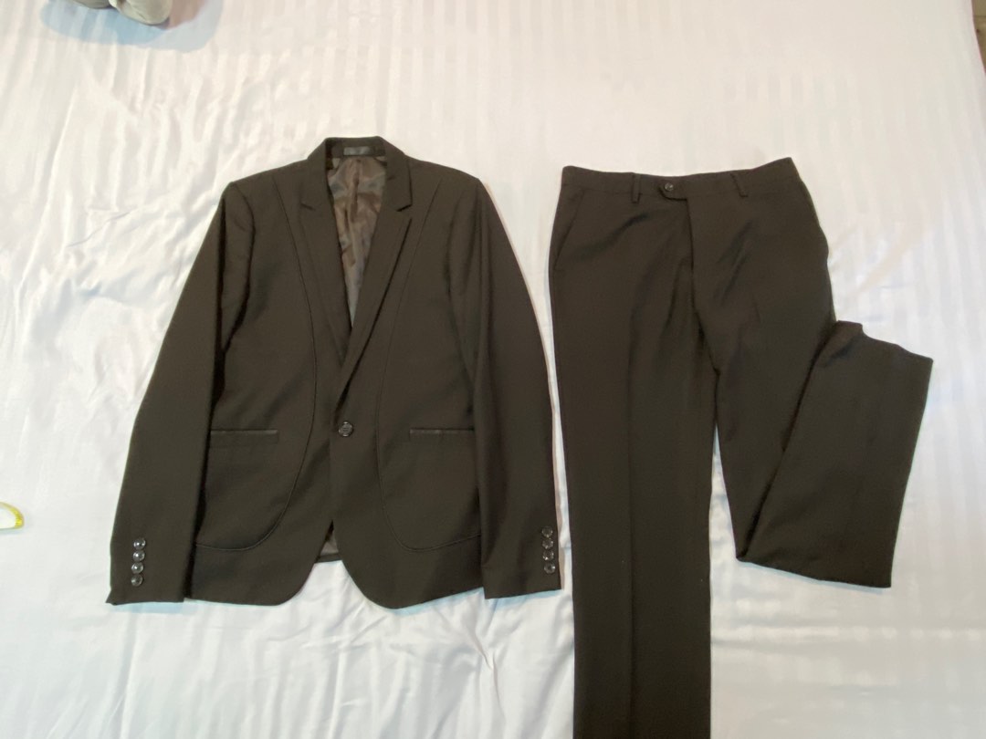 Onesimus Black Formal Suit (Jacket & Pants), Men's Fashion, Tops & Sets ...