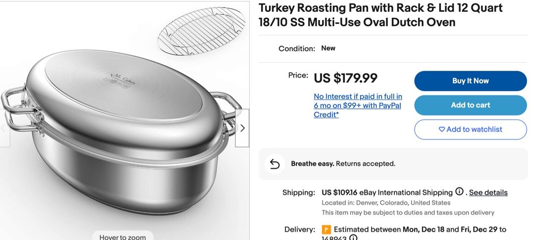 Paderno Stainless Master Chef Roasting Pan, Furniture & Home Living ...