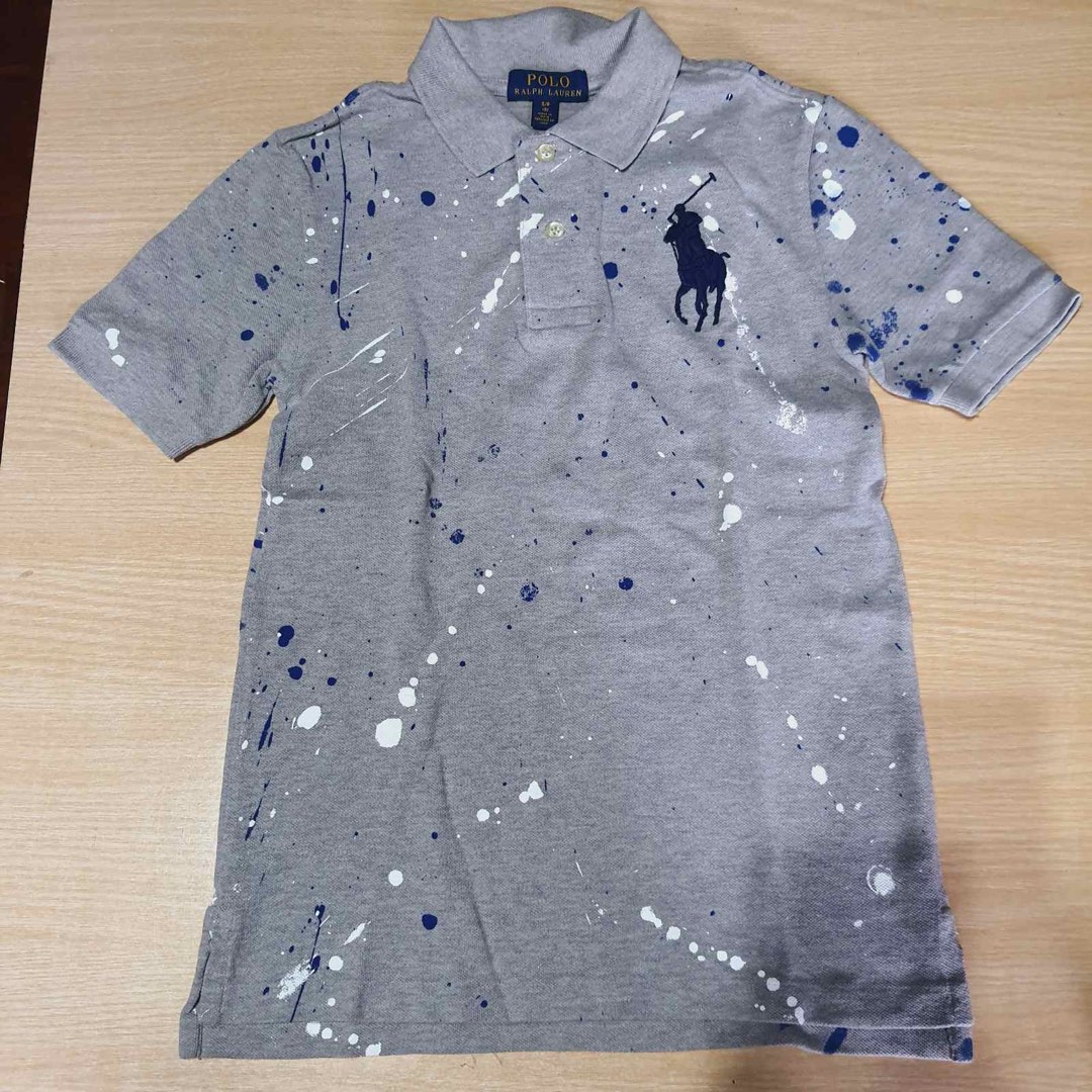 Polo Ralph Lauren paint splatter pony logo light gray polo shirt for ...