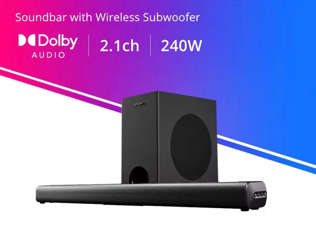 PRISM+ Flow 2.1ch Soundbar with Dolby Audio | 240W | Wireless Subwoofer ...