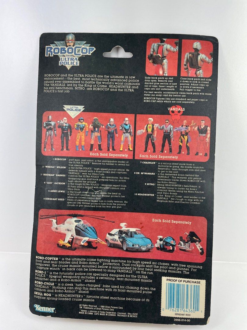 robocop vintage 1988 Kenner RoboCop Ultra Police Sergeant Reed Tear Gas ...