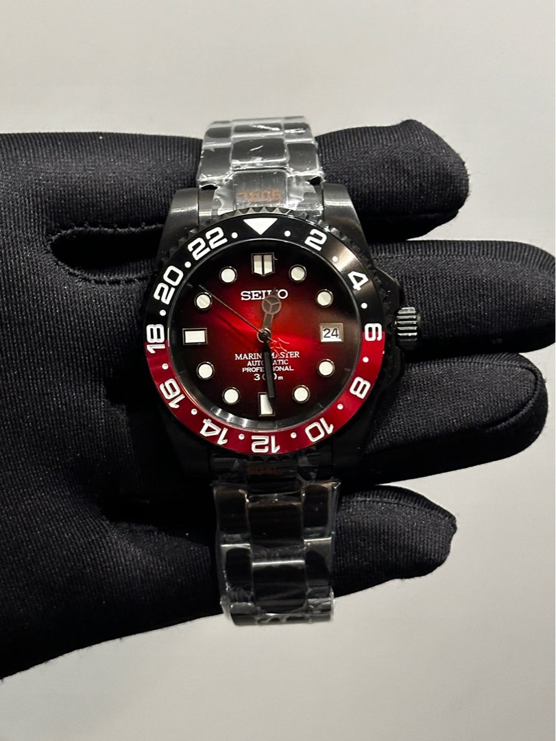 Seiko Mod Submariner Coke with Red Dial, Men's Fashion, Watches ...