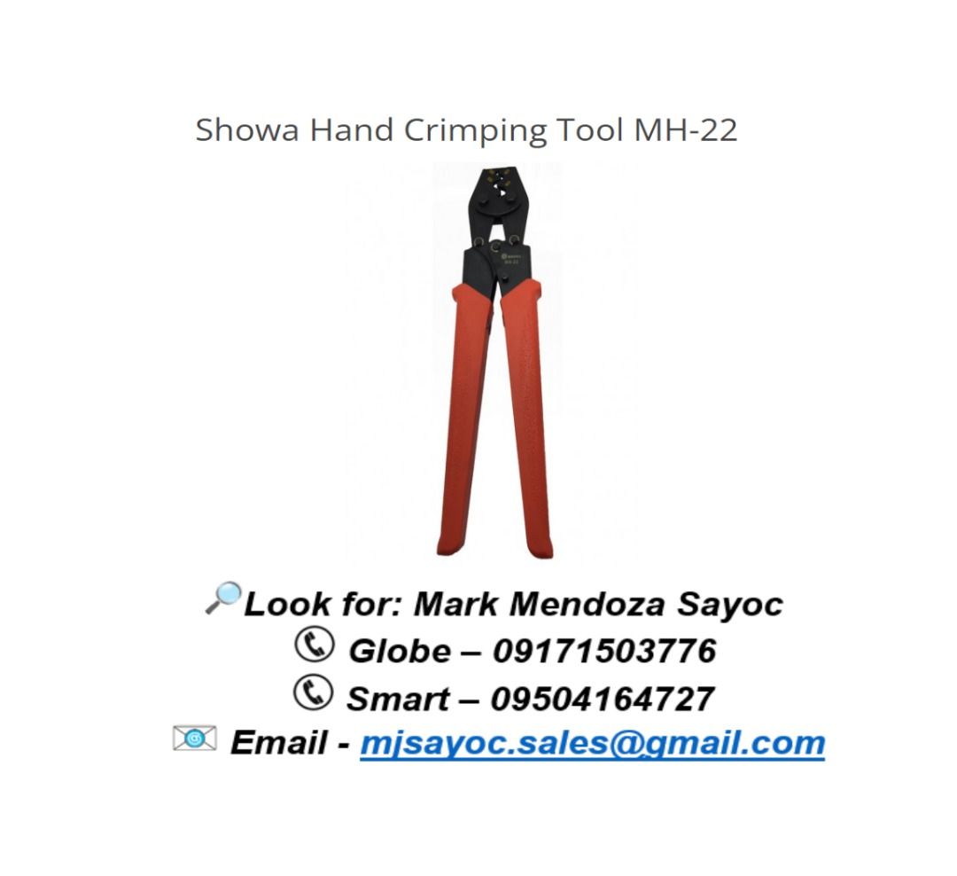 Showa Hand Crimping Tool MH-22, Commercial & Industrial, Construction Tools & Equipment on Carousell