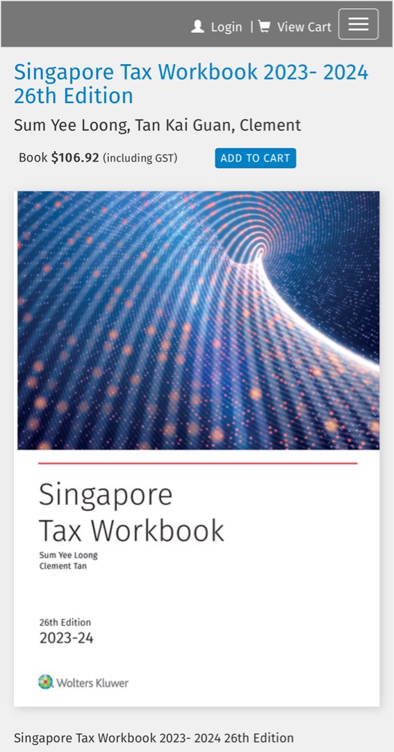 Singapore tax workbook 26th edition 2023/2024, Hobbies & Toys, Books ...