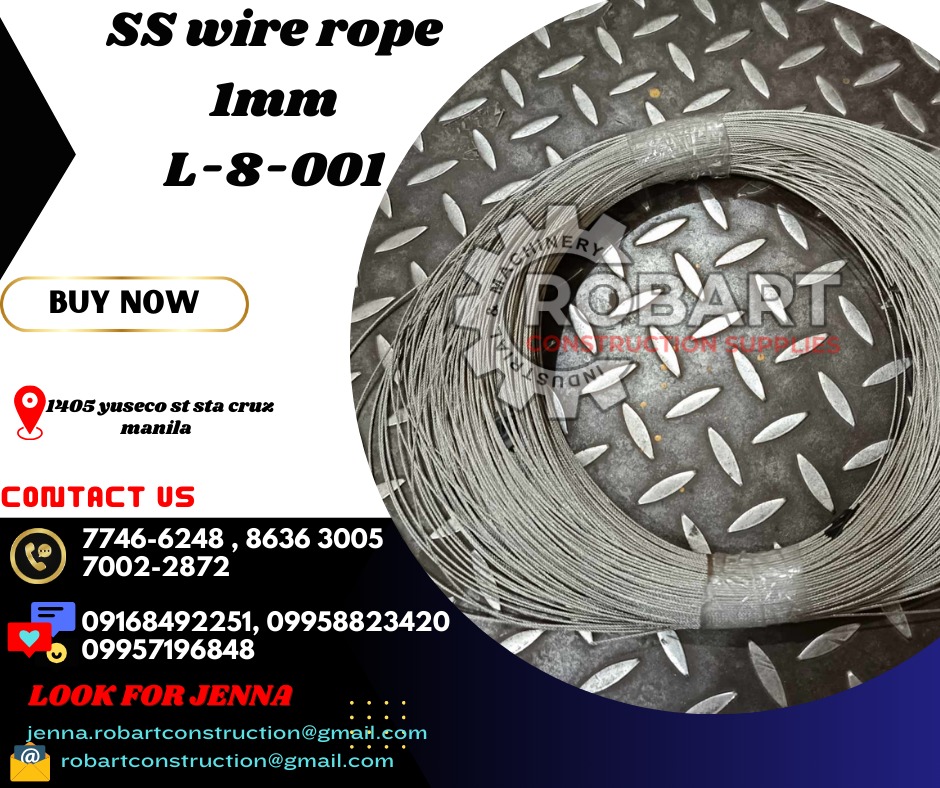 SS wire rope 1mm L-8-001, Commercial & Industrial, Construction Tools ...