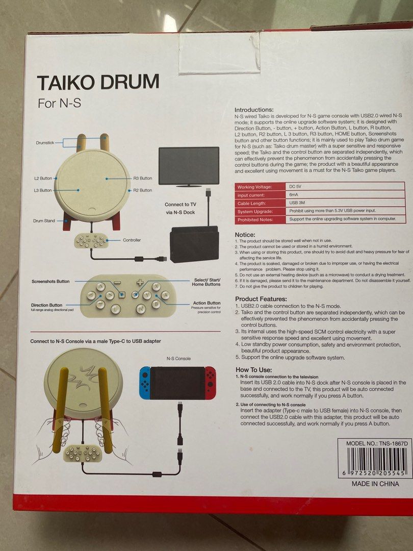 Taiko Drum for Nintendo Switch, Video Gaming, Gaming Accessories ...