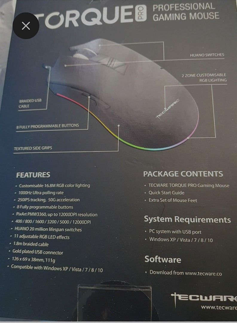 Tecware TORQUE PRO Professional Gaming Mouse With RGB Lighting ...