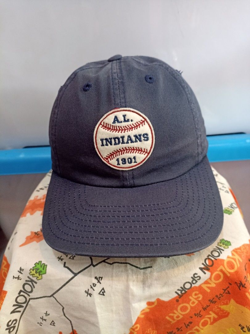 Topi American Needle Logo Indians, Fesyen Pria, Aksesoris, Topi di ...