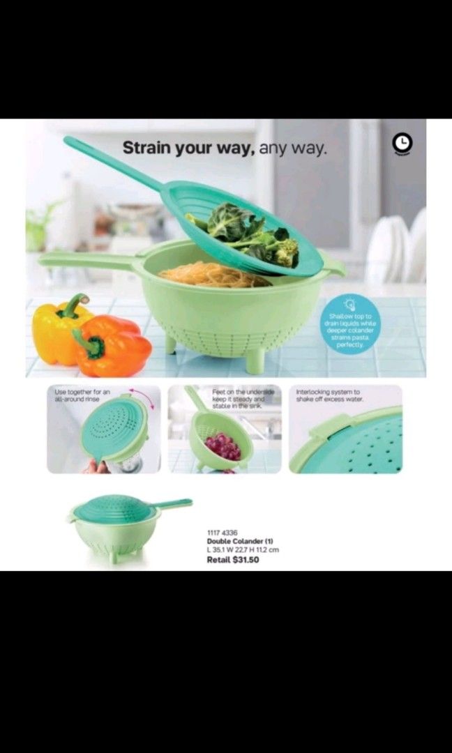Tupperware double colander, Furniture & Home Living, Kitchenware ...