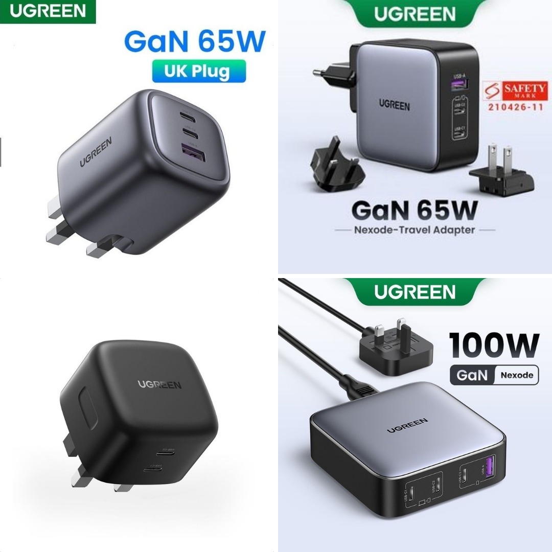 UGREEN 65W UGREEN 100W GaN Charger UK Plug Quick Charge 4.0 3.0 USB ...