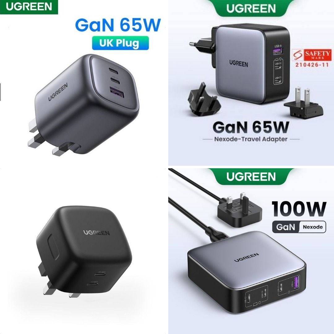 UGREEN 65W UGREEN 100W GaN Charger UK Plug Quick Charge 4.0 3.0 USB ...
