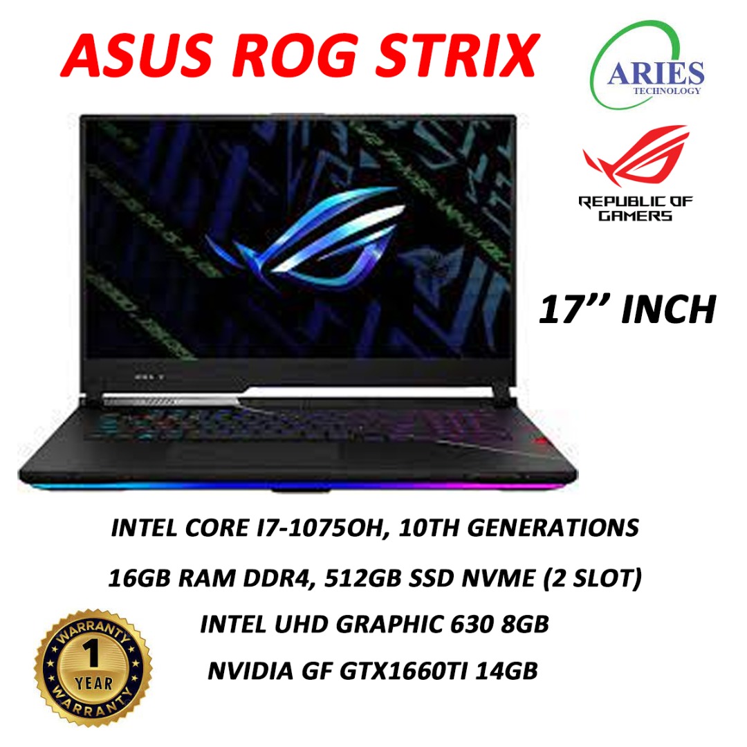 USED ASUS ROG STRIX WITH INTEL CORE I7, 16GB RAM AND 512 GB SSD ...