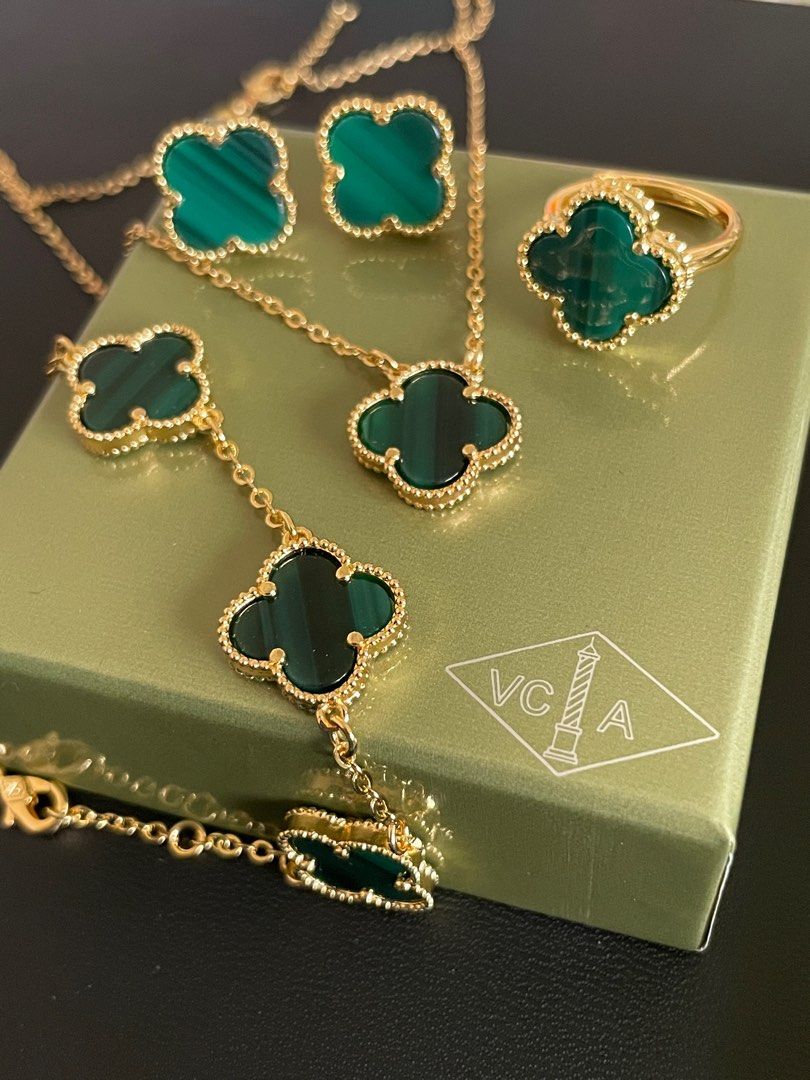 Van Cleef & Arpels (VCA) Four Leaf Clover Set (GREEN), Women's Fashion ...